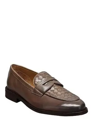 Allen Edmonds Como Leather Woven Loafers - Dark Brown