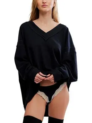 Free People Staycation Pullover Top - Black