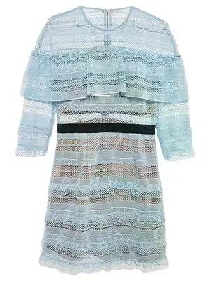 SELF-PORTRAIT Lace Frill Mini Dress - Blue