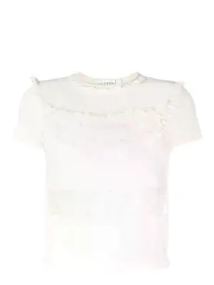 Valentino Garavani 2000 Lace-detail Wool Knitted Top - White