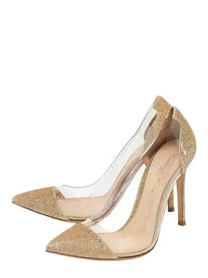GIANVITO ROSSI 105mm Plexi Glittered Pointed-toe Heels - Gold