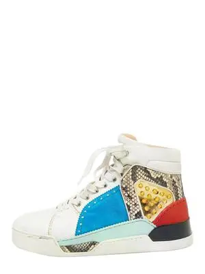 CHRISTIAN LOUBOUTIN Loubikick Studded Leather Sneakers - White