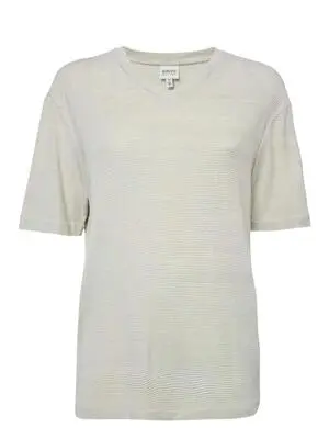 ARMANI Striped V-neck T-shirt - Grey