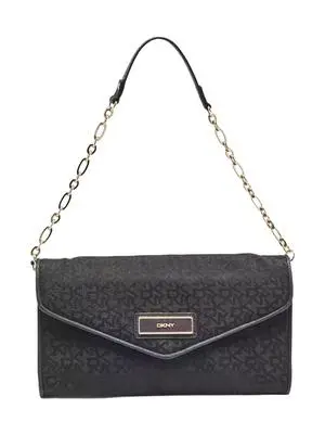 Dkny Monogram Flap Shoulder Bag - Black