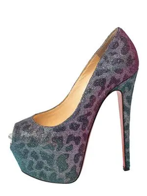 CHRISTIAN LOUBOUTIN 155mm Leopard-print Platform Pumps - Blue