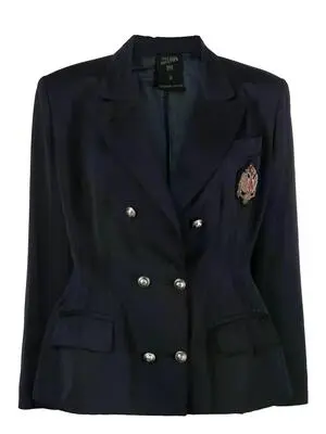 Jean Paul Gaultier 1980s Emblem-patch Double-breasted Jacket - Blue