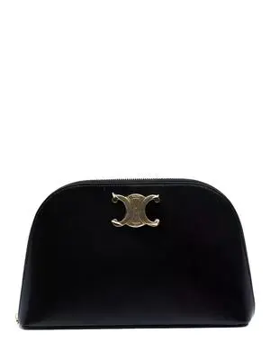 Celine Shiny Calfskin Triomphe Pouch - Black
