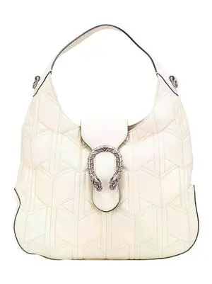 Gucci 2016-2024 Quilted Leather Dionysus Web Hobo Satchel - White