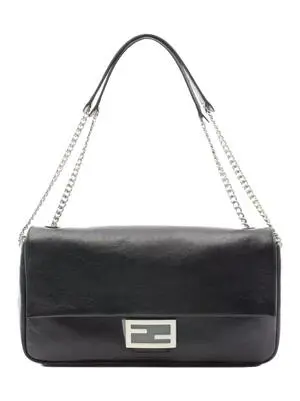 Fendi 20s Baguette Chain Large Shoulder Bag - Black