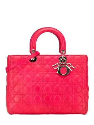 Dior 2013 Large Lambskin Cannage Lady Satchel - Pink