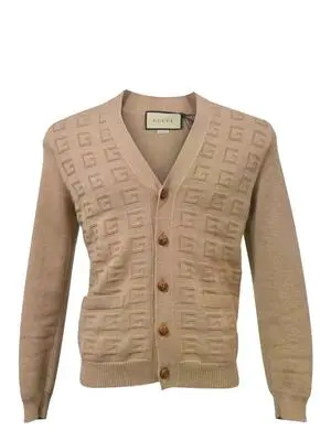 Gucci Gg-pattern V-neck Cardigan - Brown