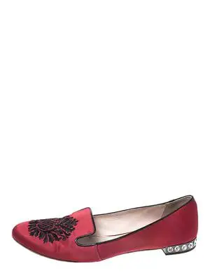 Miu Miu Embroidered Crystal Pumps - Red