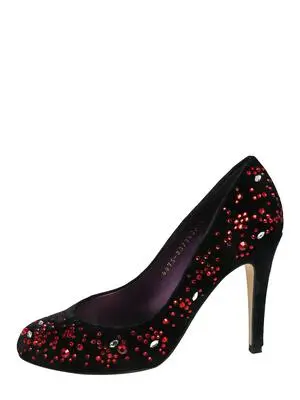 GINA 100mm Crystal-embellished Velvet Pumps - Black