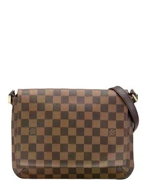 LOUIS VUITTON 2003 Damier Ebene Musette Tango Short Strap Shoulder Bag - Brown