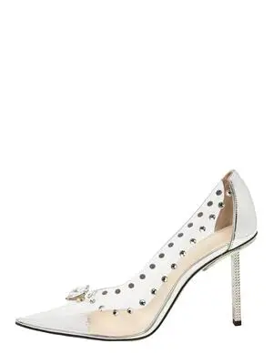 Mach & Mach Crystal-embellished Leather Pumps - Silver