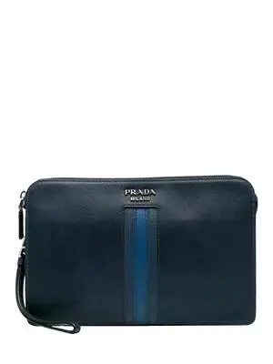 Prada Saffiano Leather Clutch Bag - Black
