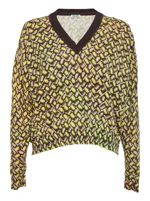 Kenzo V-neck Geometric Pattern Sweater - Yellow