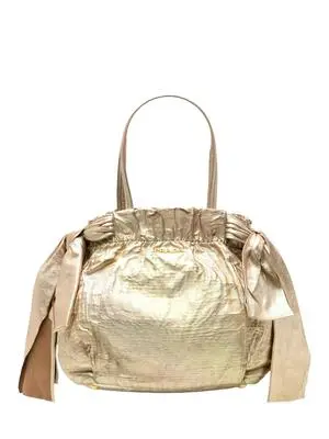 Prada Metallic Nappa Antique Bow Satchel - Gold