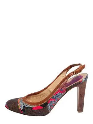 Etro Paisley-print Slingback Pumps - Brown