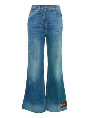Gucci Logo-patch Flared Jeans - Blue