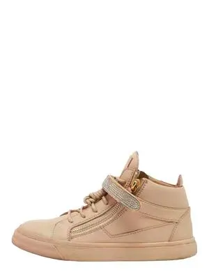 GIUSEPPE ZANOTTI Crystal-embellished Leather Sneakers - Neutrals