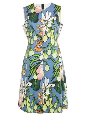 Marni Floral-print Sleeveless Midi Dress - Blue
