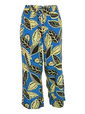Moschino Leaf Print Rayon Trousers - Blue
