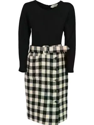 Valentino Garavani 1980s Checked Dress - Black
