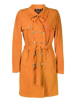 Gucci Perforated Suede Trench Coat - Orange