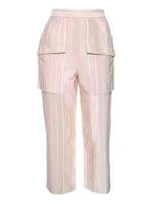 Chloé Striped Pocket Cropped Trousers - Pink