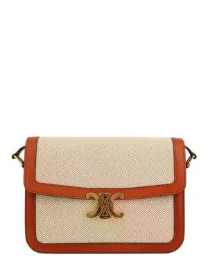 CELINE Triomphe Leather-Trimmed Shoulder Bag