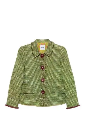 Moschino 1990s Cropped Tweed Jacket - Green