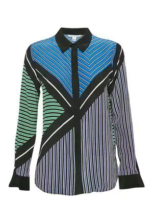 Diane Von Furstenberg Geometric-print Shirt - Black