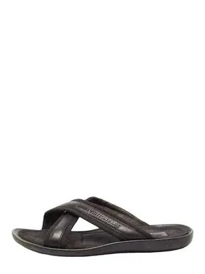 LOUIS VUITTON Logo-embossed Leather Sandals - Black