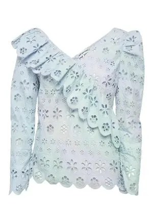 SELF-PORTRAIT Lace-detailing Top - Blue