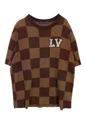 LOUIS VUITTON 2010s Damier Ebène-pattern T-shirt - Brown