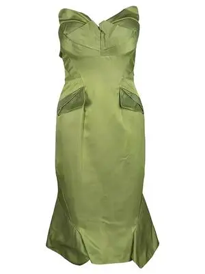 Zac Posen Strapless Ruffled Dress - Green