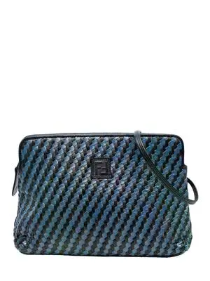 Fendi 20th Century Woven Leather Ff Crossbody Bag - Black