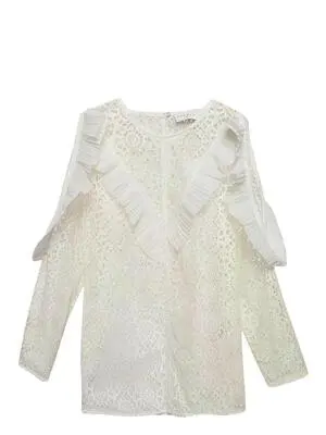 Sandro Ruffled Broderie-anglaise Blouse - White