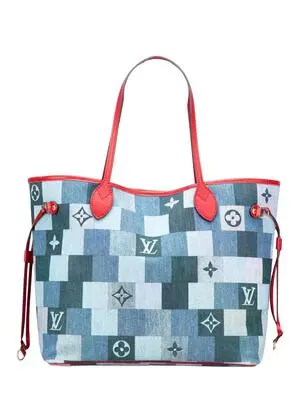 LOUIS VUITTON Monogram Denim Patchwork Neverfull Mm Tote Bag - Blue