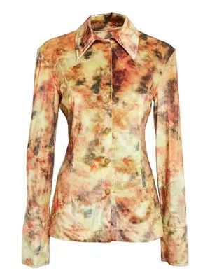 Nanushka Hazy-print Long-sleeve Shirt - Orange