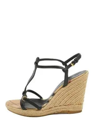 Burberry 110mm Strappy Wedge Sandals - Black