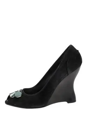 LOUIS VUITTON 105mm Butterfly Suede Pumps - Black