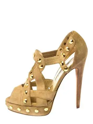 Brian Atwood 140mm Cutout Studded Sandals - Neutrals