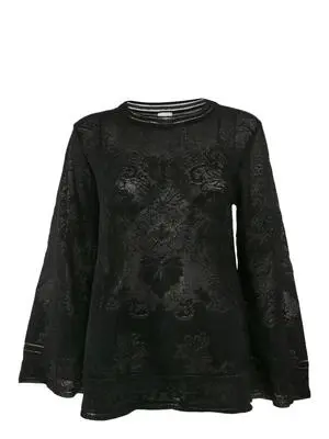 Missoni Lace Bell Sleeve Top - Black