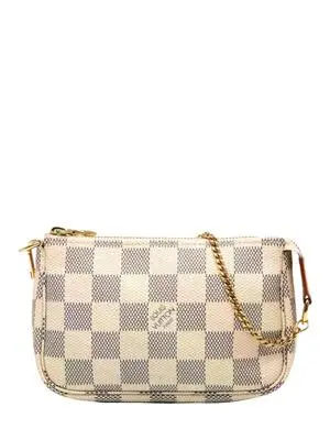 LOUIS VUITTON 2007 Damier Azur Mini Pochette Accessoires Handbag - White