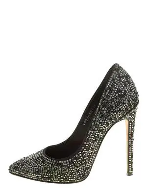 GINA 125mm Crystal Pointed-toe Pumps - Black