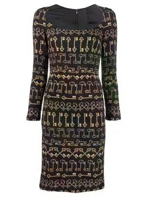Dolce & Gabbana 2000s Key-print Fitted Dress - Black
