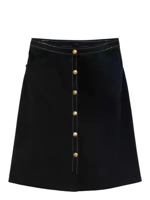 Celine 1970s Twill Midi Skirt - Black