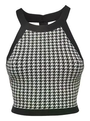 NAGNATA Houndstooth-Pattern Knit Top